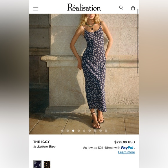 Realisation Par | Dresses | Silk Blue Dress The Iggy Dress In Saffron ...